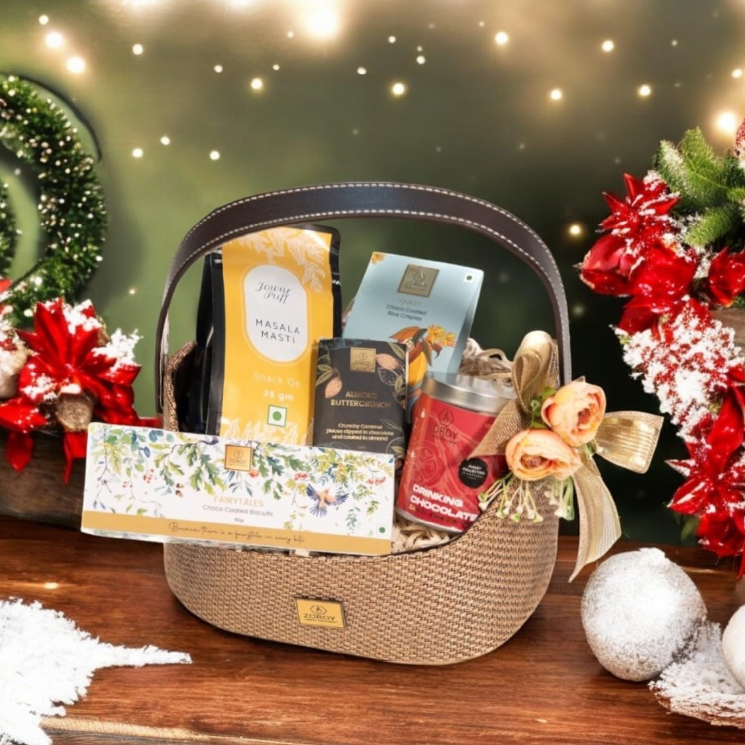 ZOROY EVERGREEN FINE HAMPER BASKET | savoury snack | assorted chocolate ...
