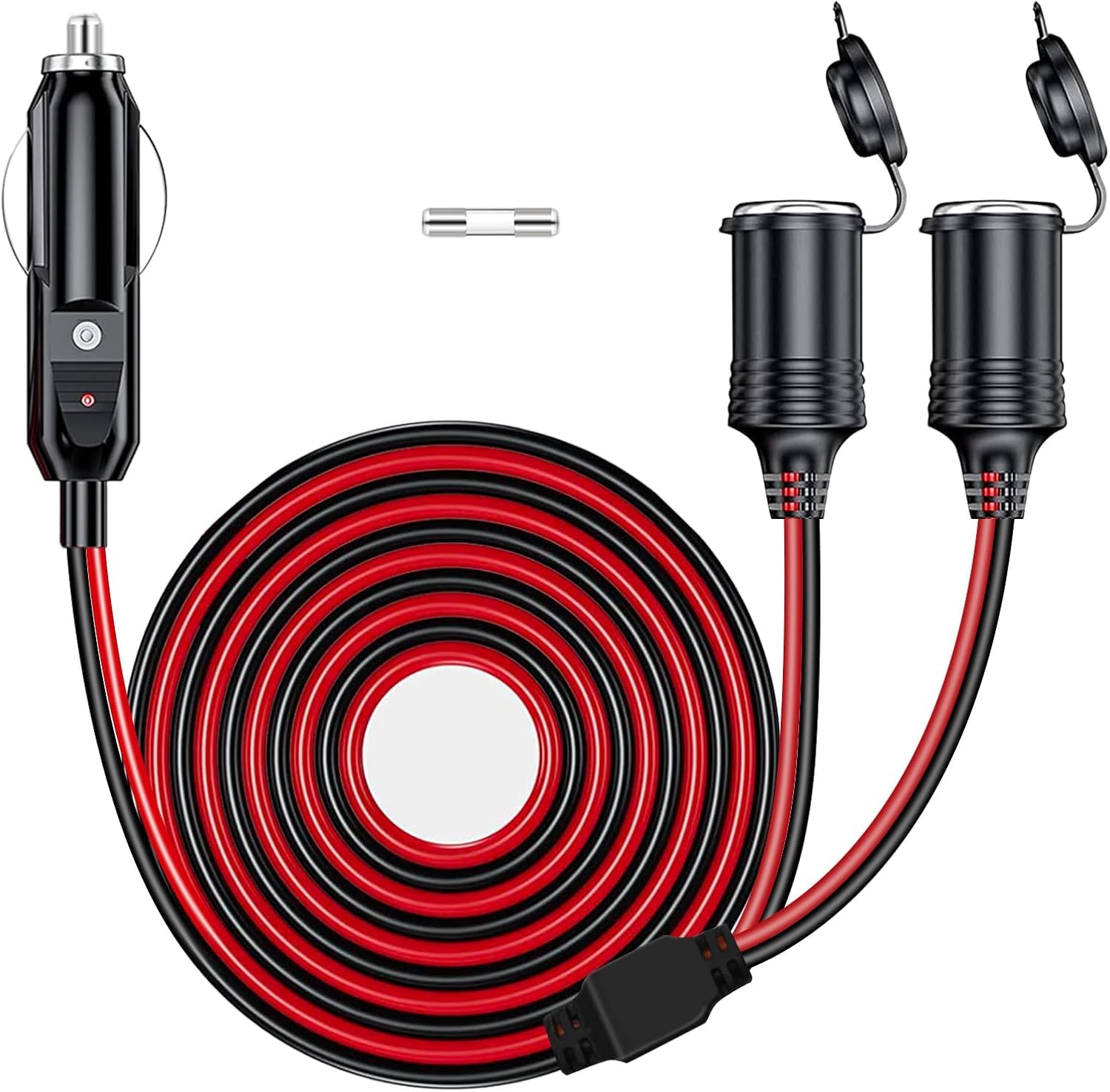 Amazon.com: DC 12V/24V 1 to 2 Car Cigarette Lighter Splitter Power ...