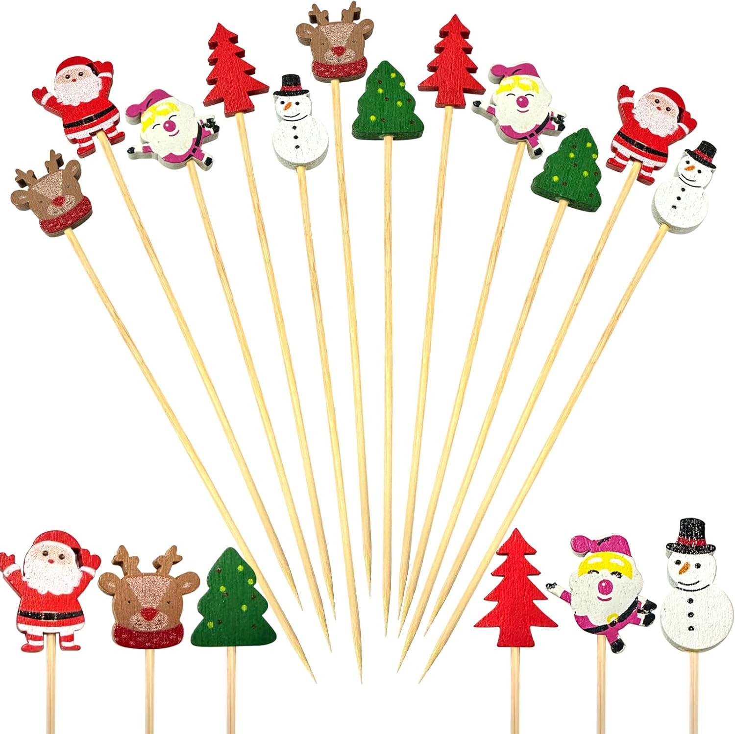 Amazon.com | 200Pcs Christmas Cocktail Toothpicks Santa Snowman Picks ...