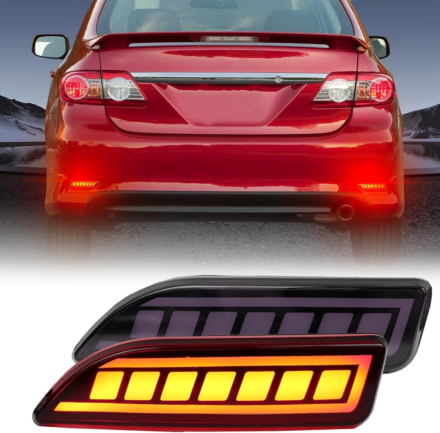 Amazon.com: PGTOPONE Upgrade LED Rear Bumper Reflectors Light Fog Brake ...