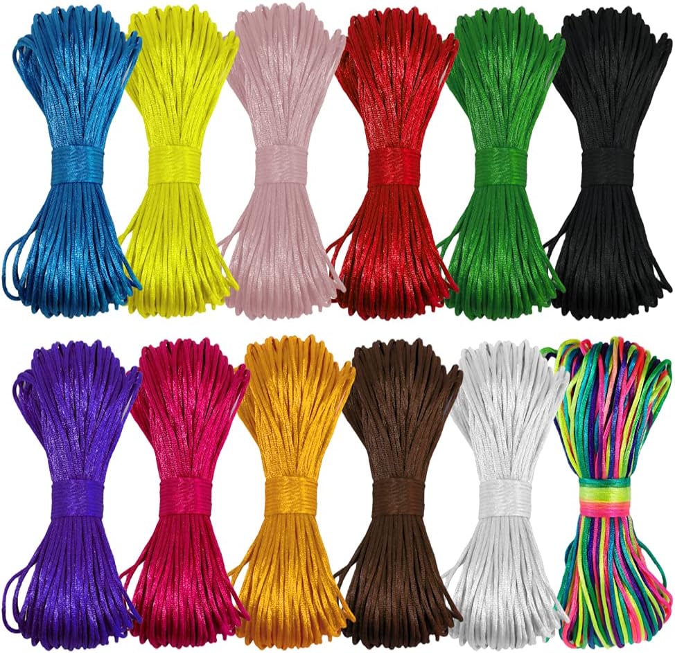 Amazon.com: Fbshicung 2mm Rattail String,Satin Nylon Trim Cord 16 ...