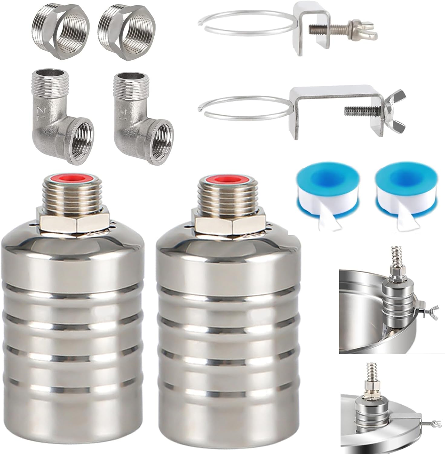 Amazon.com: Float Valve, 2 Pack 1/2" 3/4'' Water Float Valve with 2pcs ...