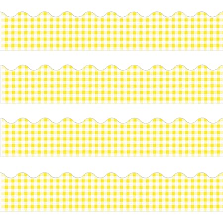 Amazon.com: 72 Feet Yellow Gingham Bulletin Board Borders Buffalo Plaid ...
