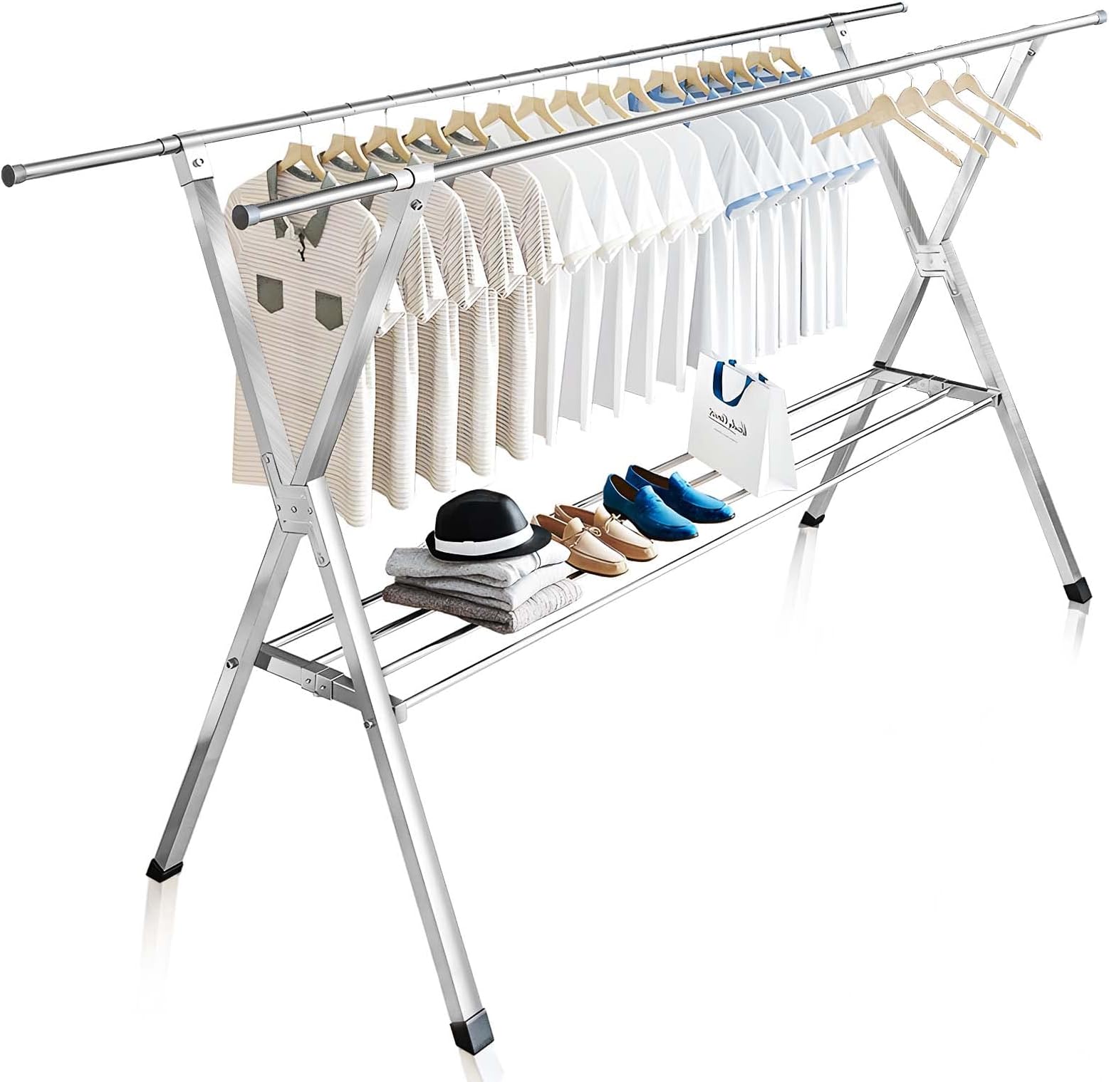 Amazon.com: JAUREE 95 Inches Clothes Drying Rack Clothing Folding ...
