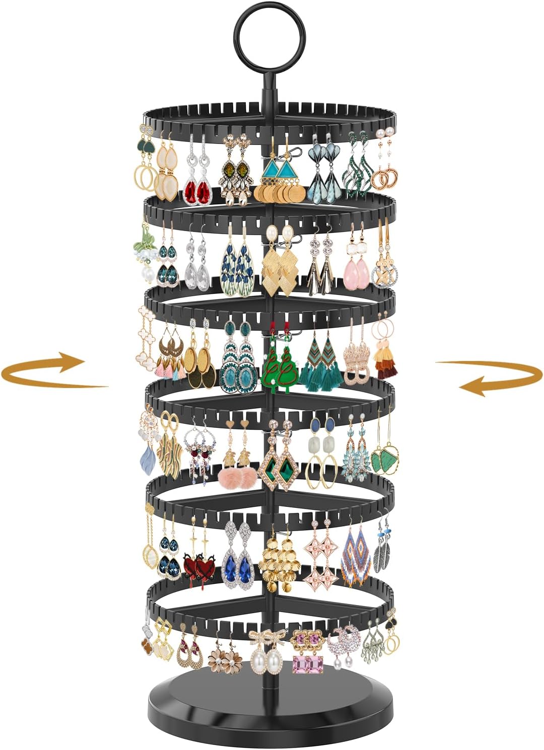 Amazon.com: MODOWEY 6 Tier Rotating Earring Holder Organizer ...