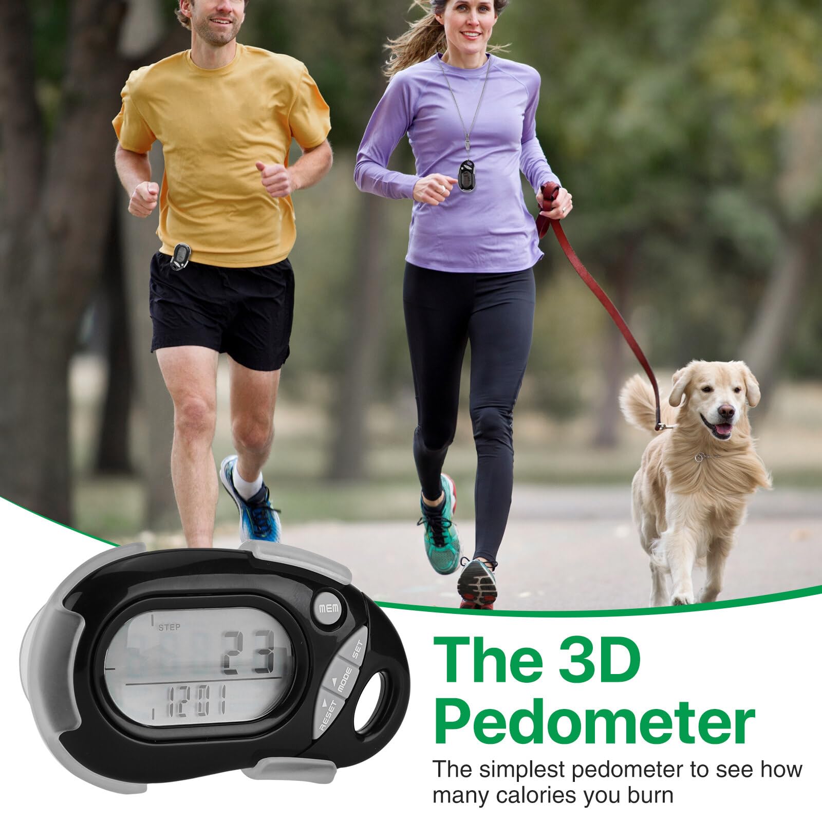3D Pedometer for Walking, ONEVER Pedometer 3D Step Counter with Clock ...