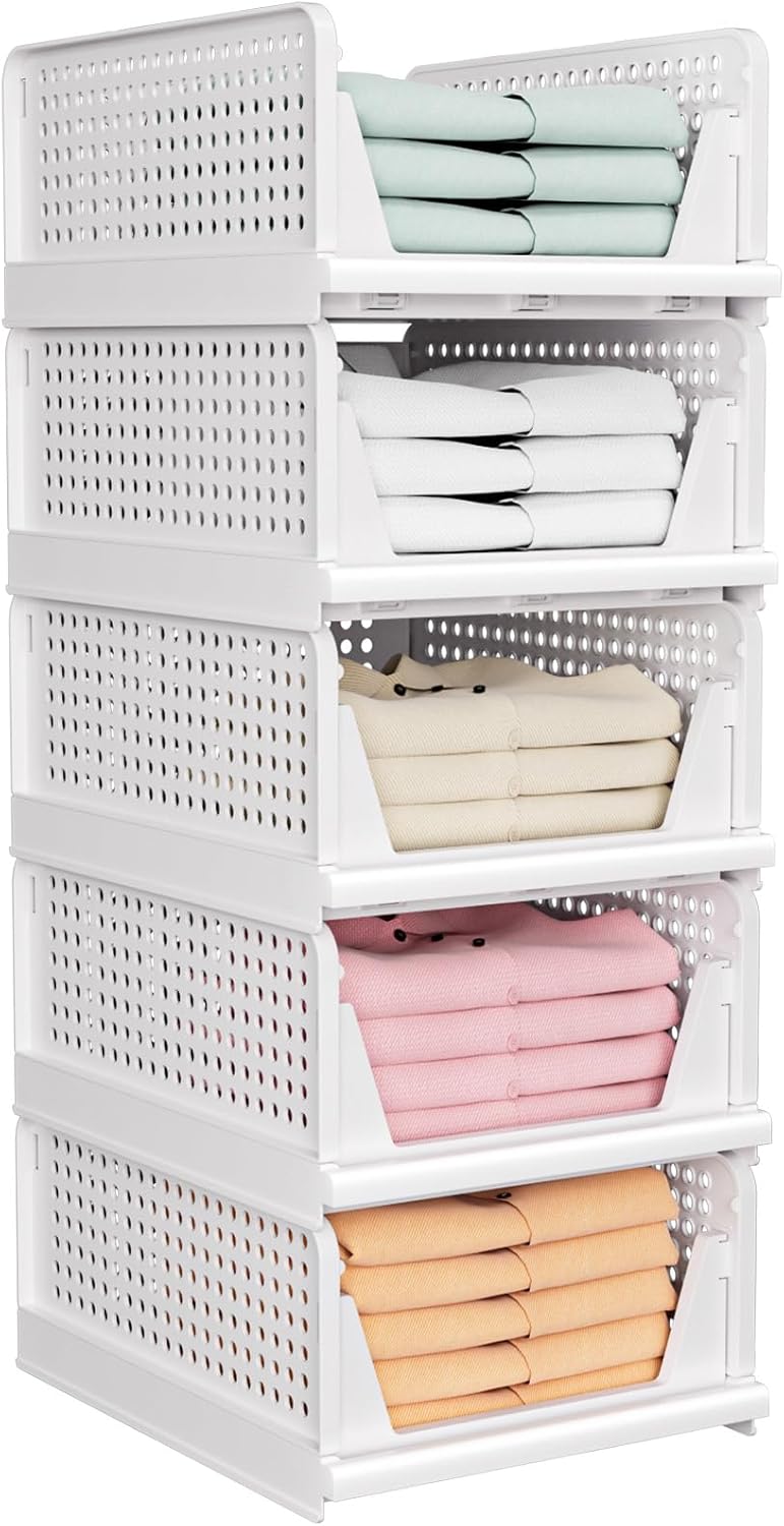 Amazon.com: CTSNSLH 5 Pack Folding Closet Organizers Storage Box : Home ...