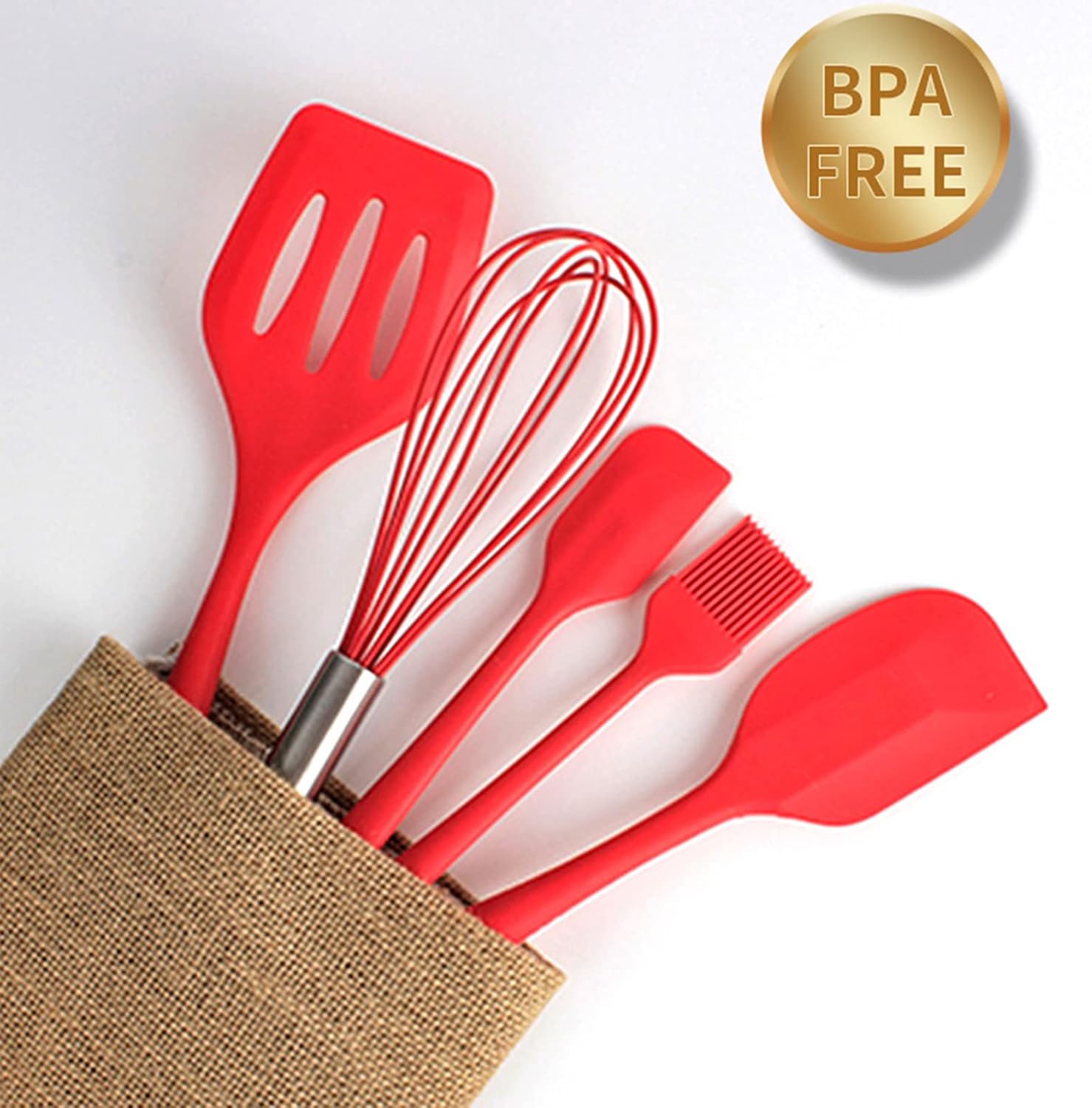 Hogarest 5 Pack Silicone Spatula Set Heat Resistant Rubber Utensil Set ...
