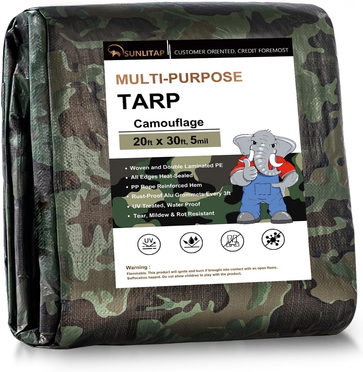 Amazon.com: SUNLITAP 20x30Ft Tarp Cover Poly Tarp Waterproof Tarps with ...