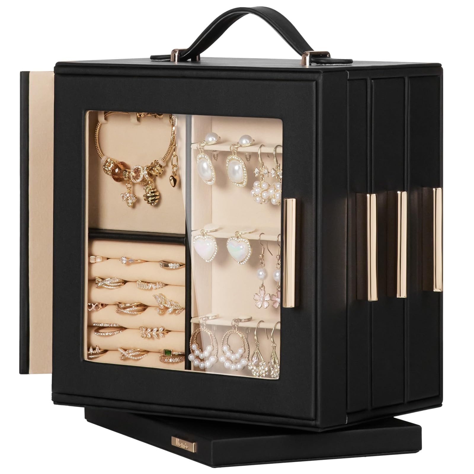 Amazon.com: Homde Jewelry Box 360° Rotating, Necklace Earring Organizer ...