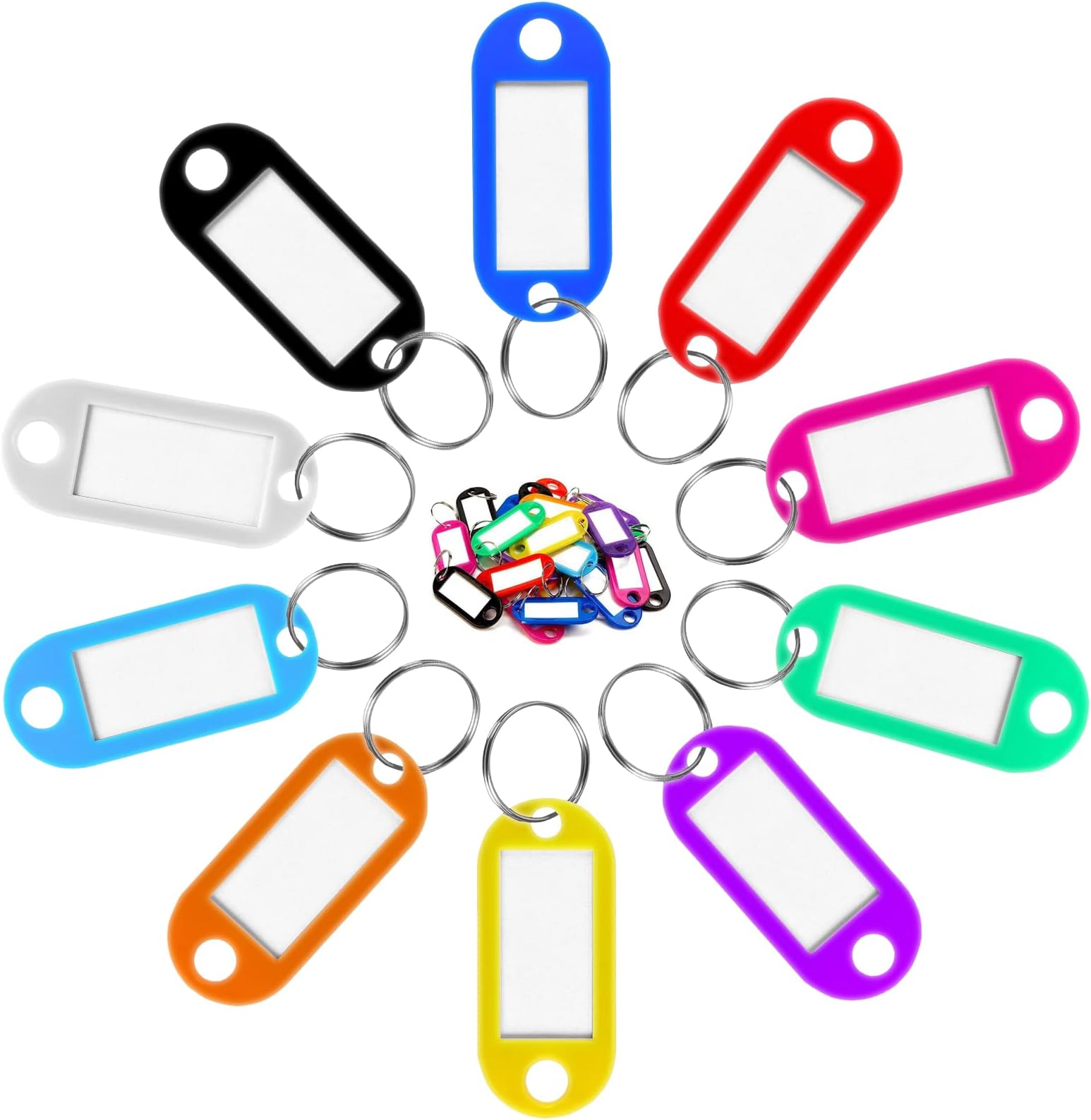 Amazon.com : H&W 50 Pack Plastic Key Tags with Container, Key Labels ...