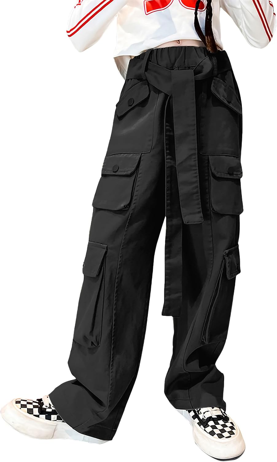 Amazon.com: Rolanko Girls Cargo Pants Baggy Y2K Cargo Trousers Jeans ...