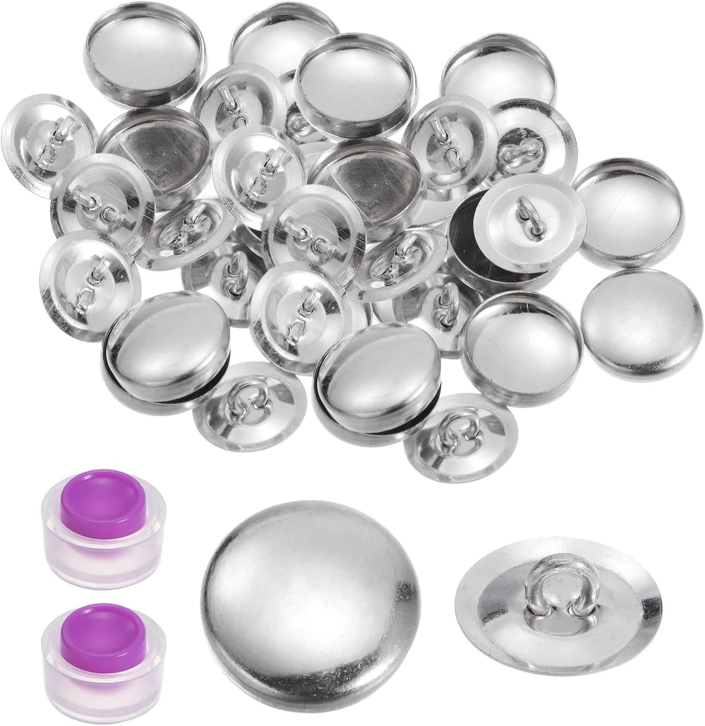 sourcing map 40 Sets Self Cover Button Kit 24L 0.6" 15mm with Wire ...