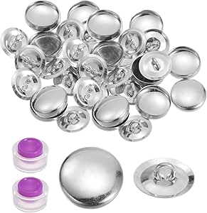 sourcing map 40 Sets Self Cover Button Kit 24L 0.6" 15mm with Wire ...