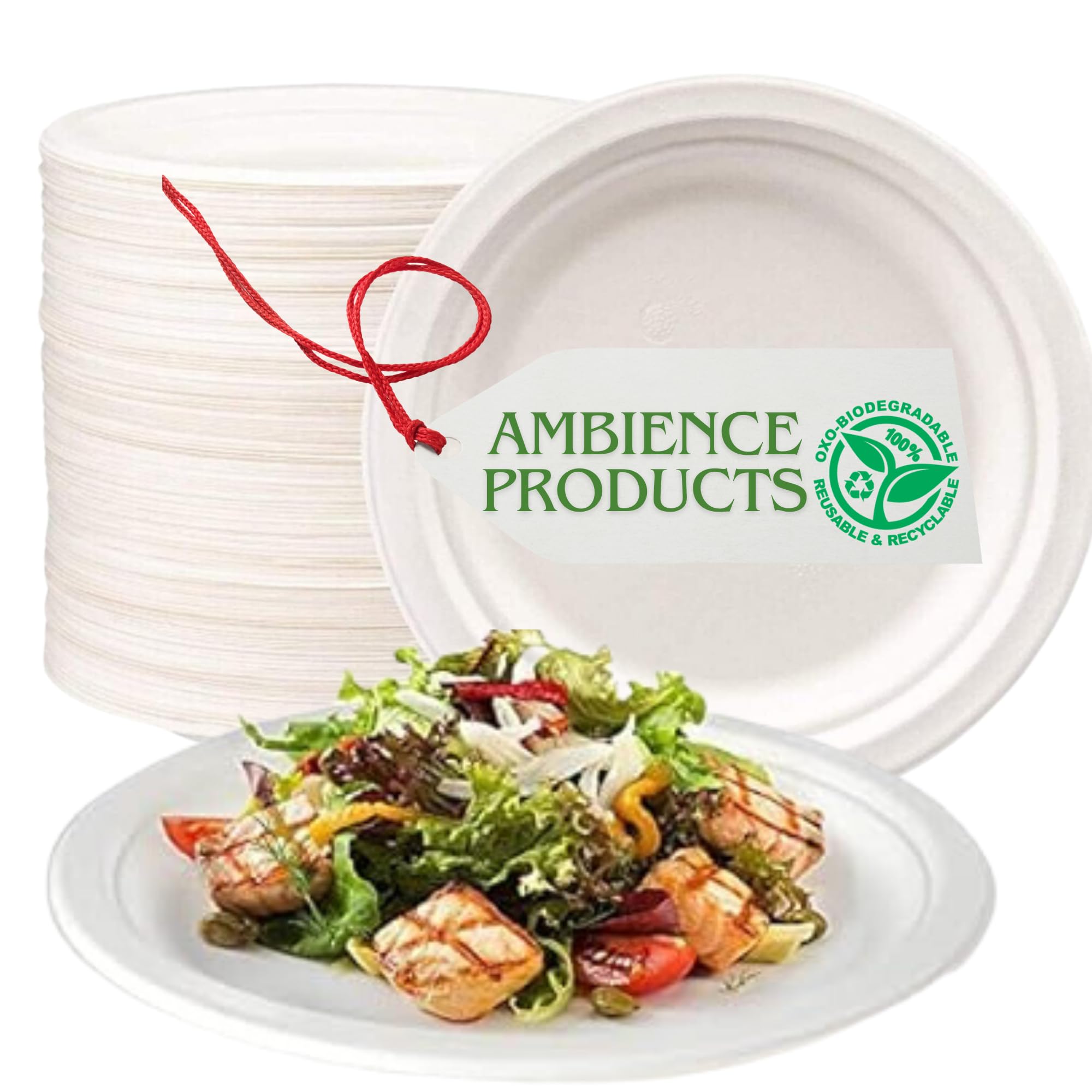 Ambience Products 9" Super Rigid White Paper Plates - Extra Strength ...