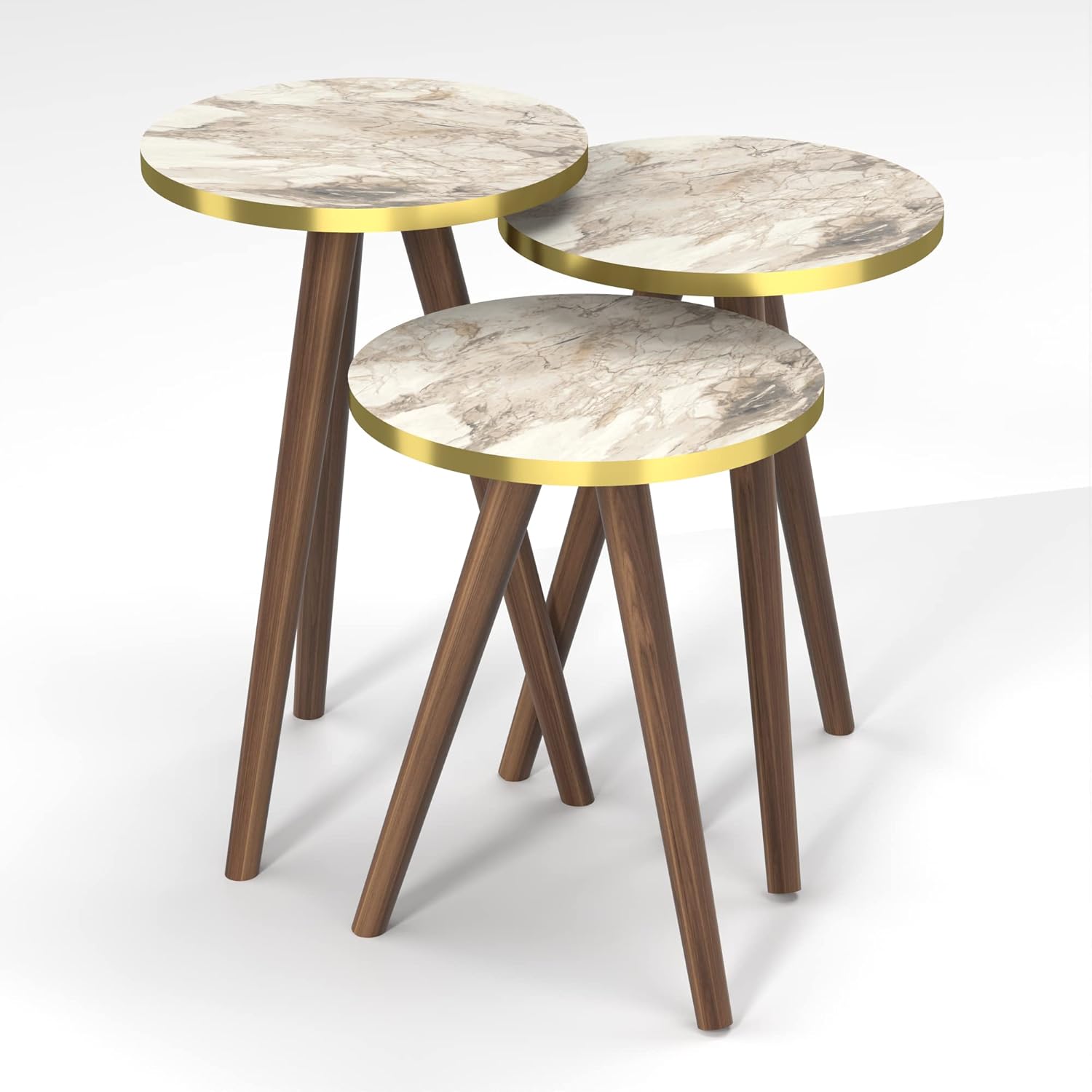 Amazon.com: Round Nesting Set of 3, Modern Woodgrain Look with Black ...