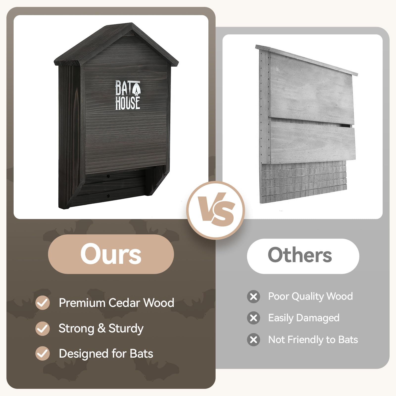Snapklik.com : Bat Houses For Outdoors - 15 Big Bat Box 2 Chamber Cedar ...