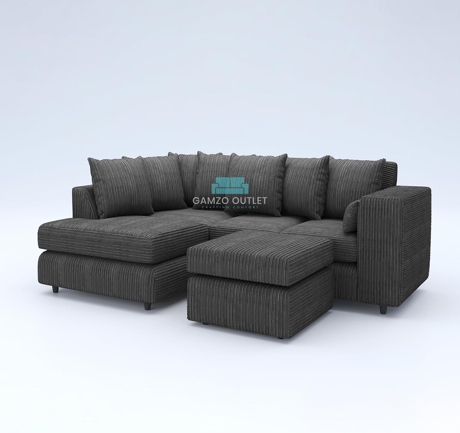 Gamzo Outlet Sofa Corner Sofa L Shape Jumbo Cord Fabric Square Settee ...
