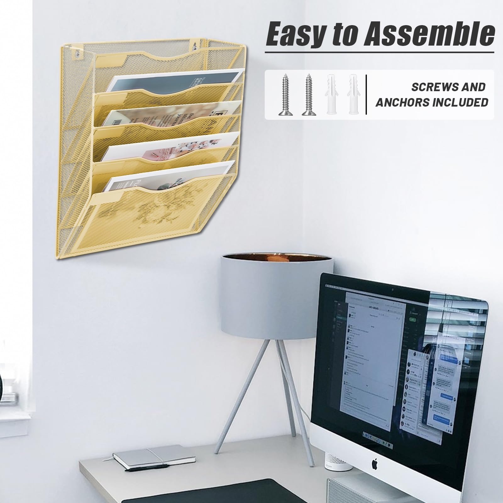 Snapklik.com : EASEPRES 5 Pocket Mesh Hanging Wall File Organizer, Wall ...