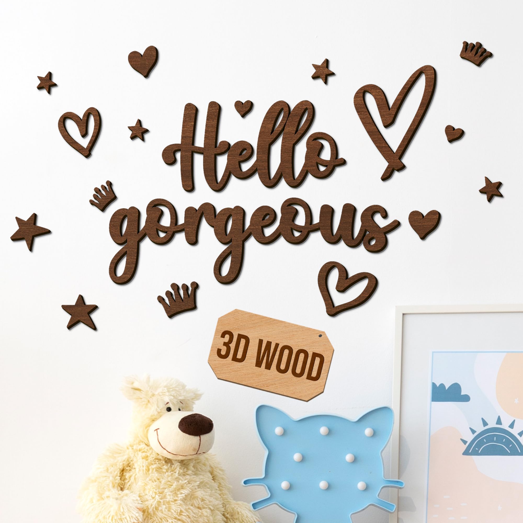 Amazon.com: Woodamore Hello Gorgeous Wall Decor - Hello Beautiful Sign ...