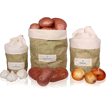 Amazon.com: Potato Storage Bags for Pantry - Organic Cotton Potato ...