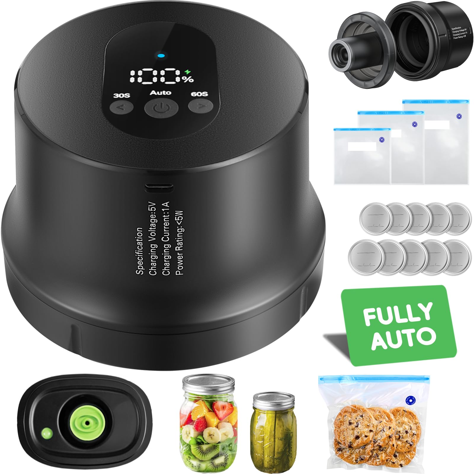 Amazon.com: 2025 New Automatic Mason Jar Vacuum Sealer, Electric Jar ...