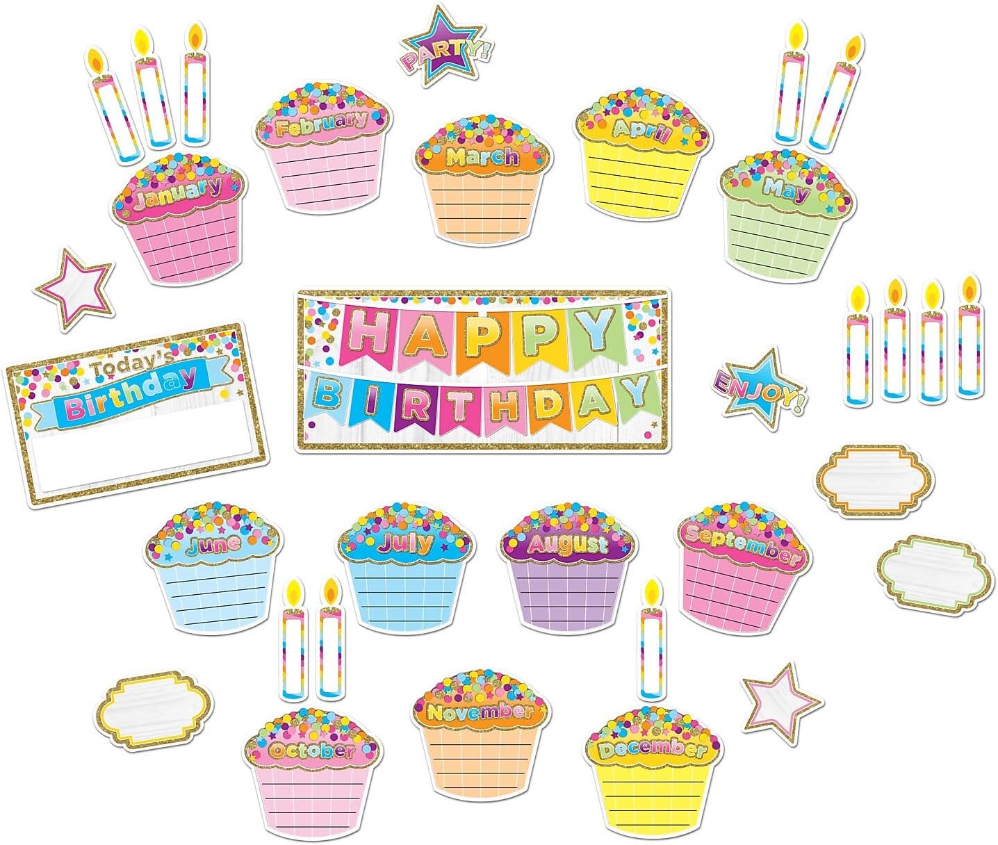 Amazon.com: Birthday Cupcake and Candles Cutout Student Badge ...