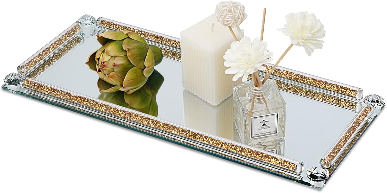 Amazon.com: Qulable Mirrored Tray for Vanity, Perfume Tray, Crystal ...
