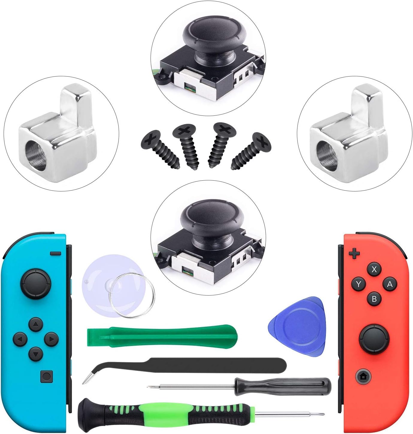 Amazon.com: Joy-Con Joystick Analog Replacement Thumb Sticks & Metal ...