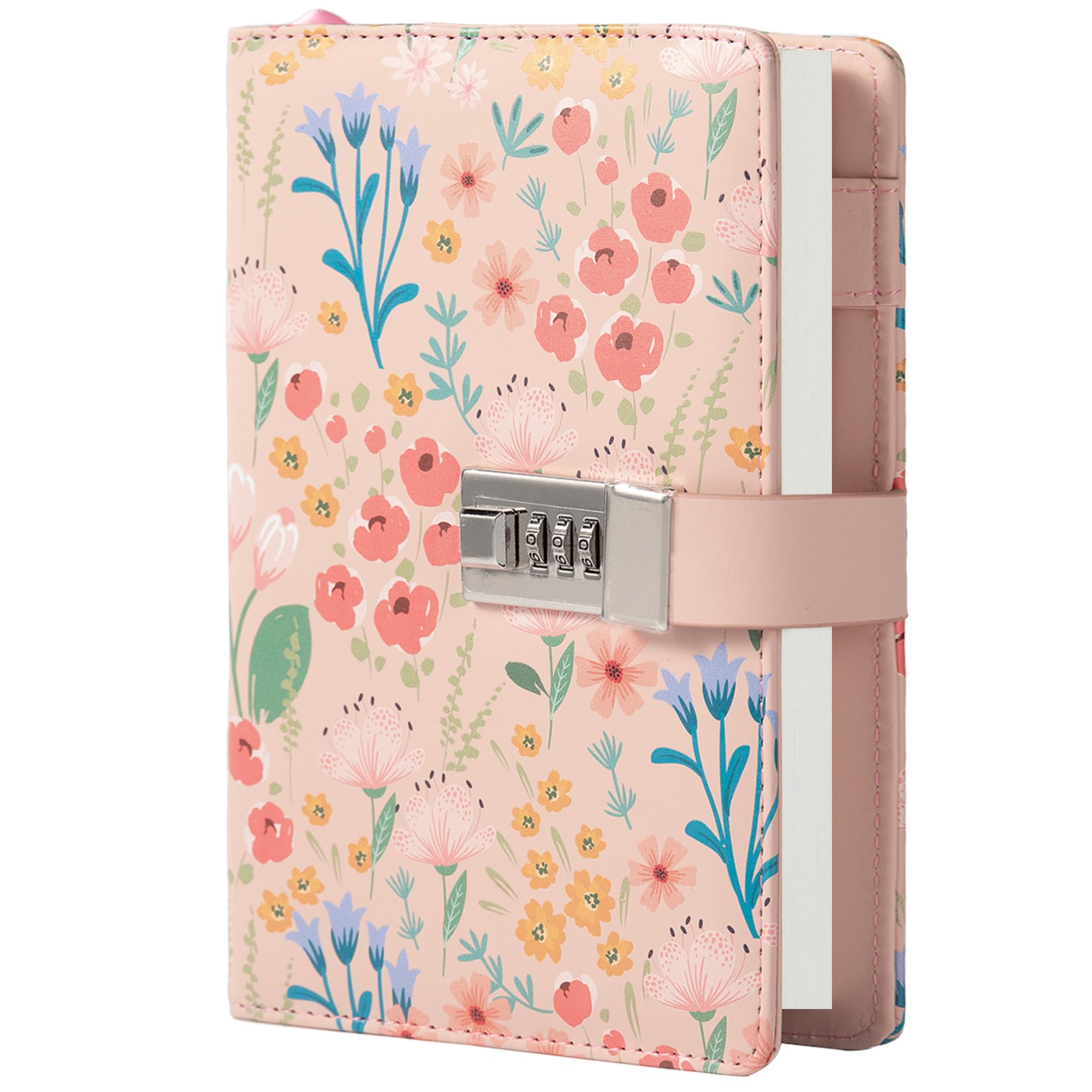 Diary with Lock, Flower and Butterfly Journal, Refillable PU Leather ...