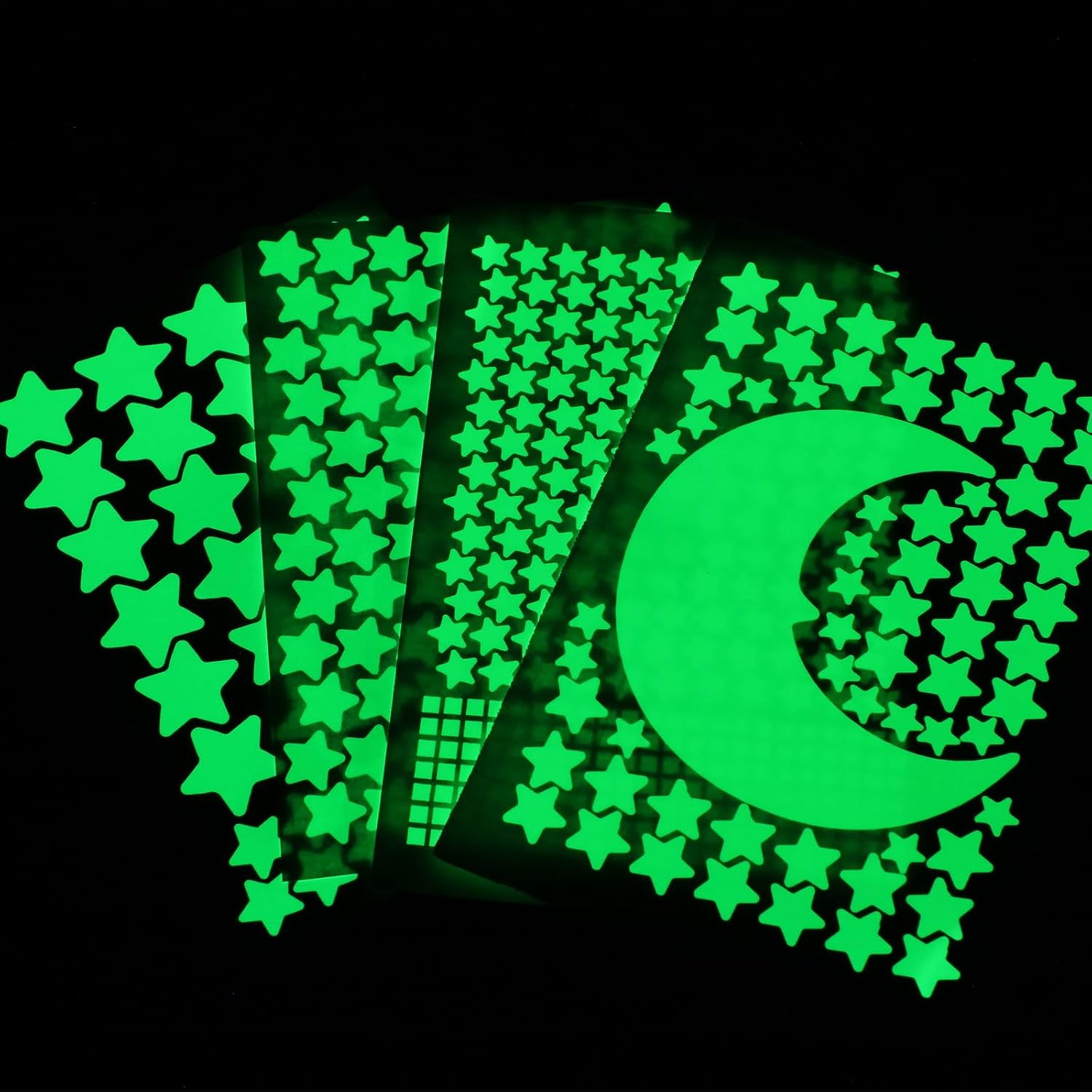 Amazon.com: 4 Sheets Glow in The Dark Stars Decals Decor for Ceiling ...