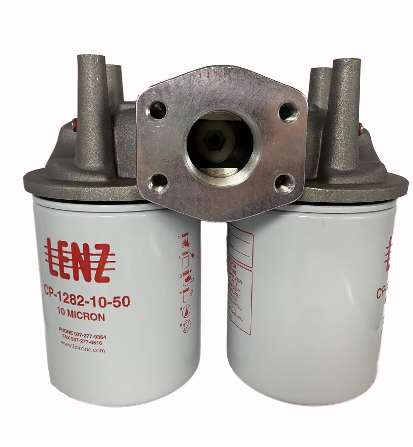 Lenz Spin-On Filter Assembly - Double: 10 Micron, 150 PSI, 100 GPM, 15 ...