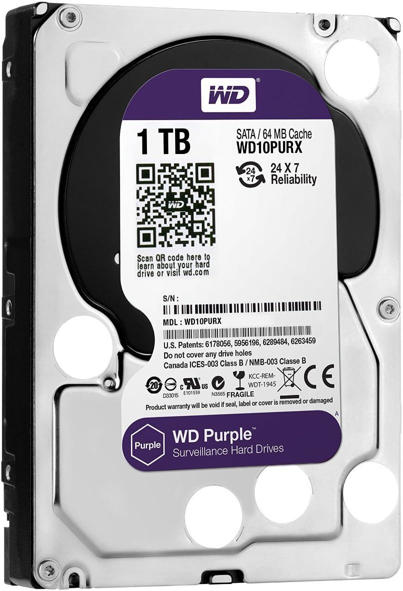 Amazon.com: WD Purple 1TB Surveillance Hard Disk Drive - 5400 RPM Class ...