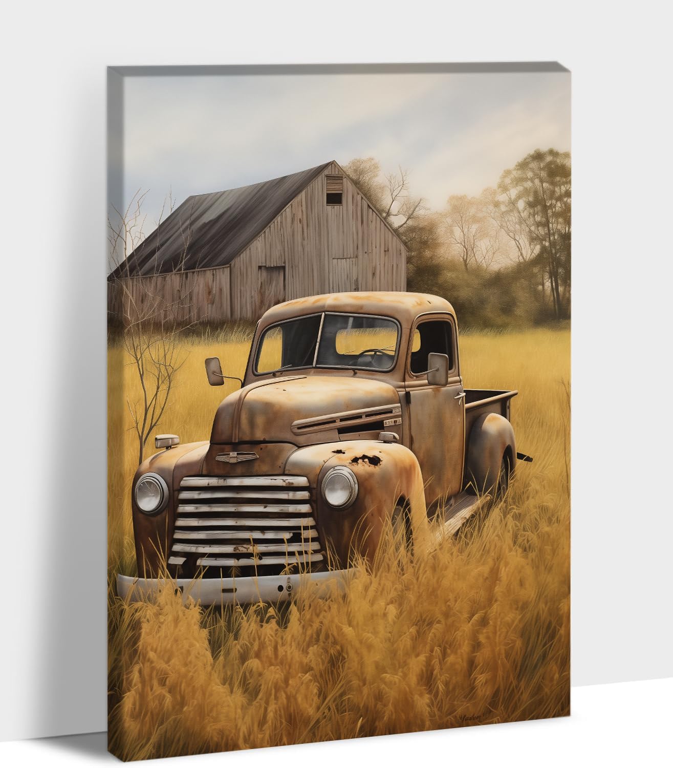 Amazon.com: Farmhouse Truck Wall Art, Rustic Farmhouse Old Truck Canvas ...