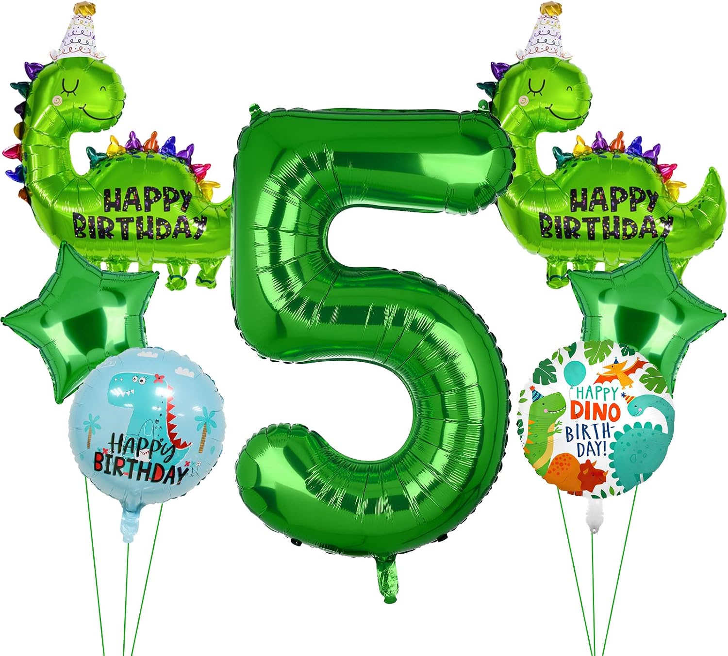 Amazon.com: 7pcs Dinosaur Balloons - Dinosaur Birthday Number Mylar ...