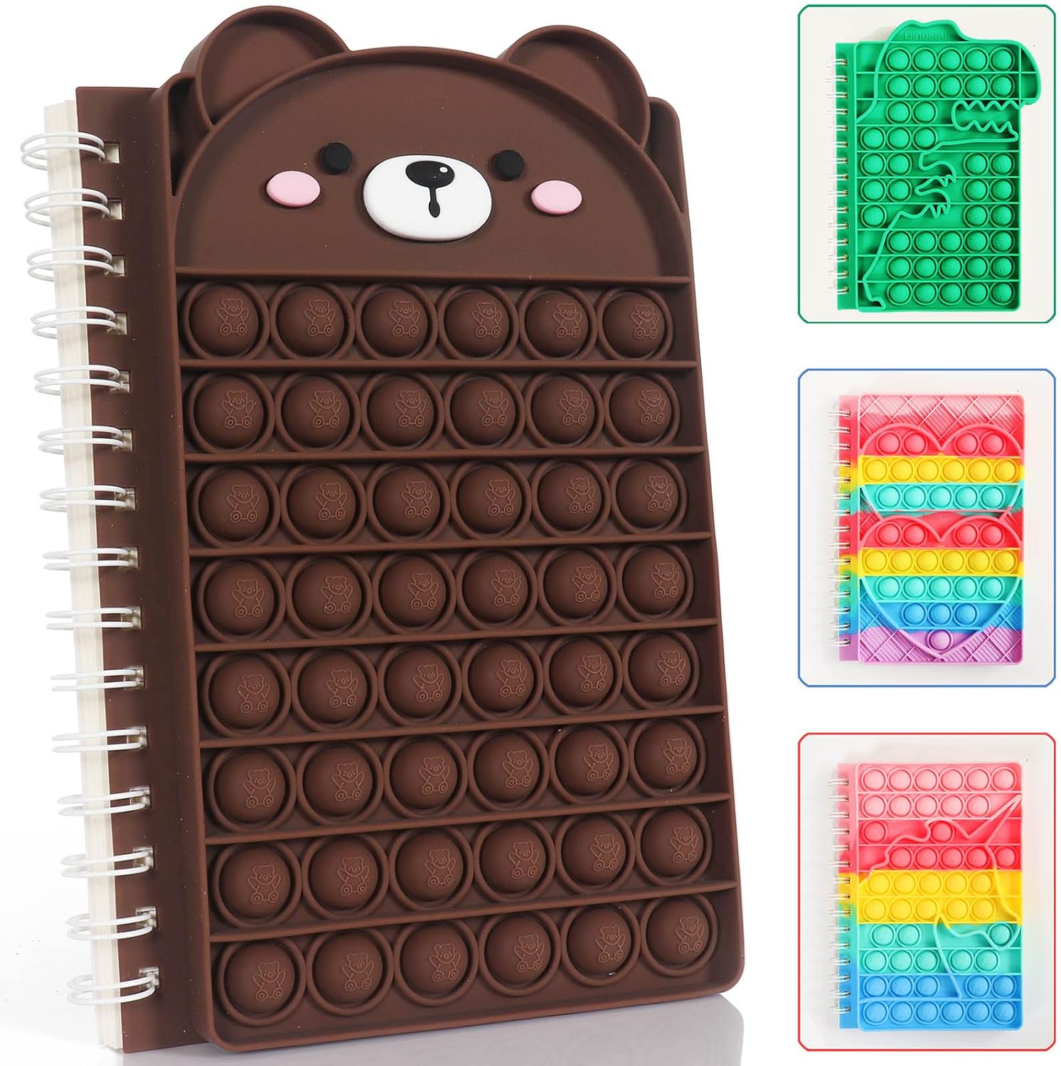 Yiran Pop Fidget it Bear Notebook A5 for School, Poppet Rainbow ...