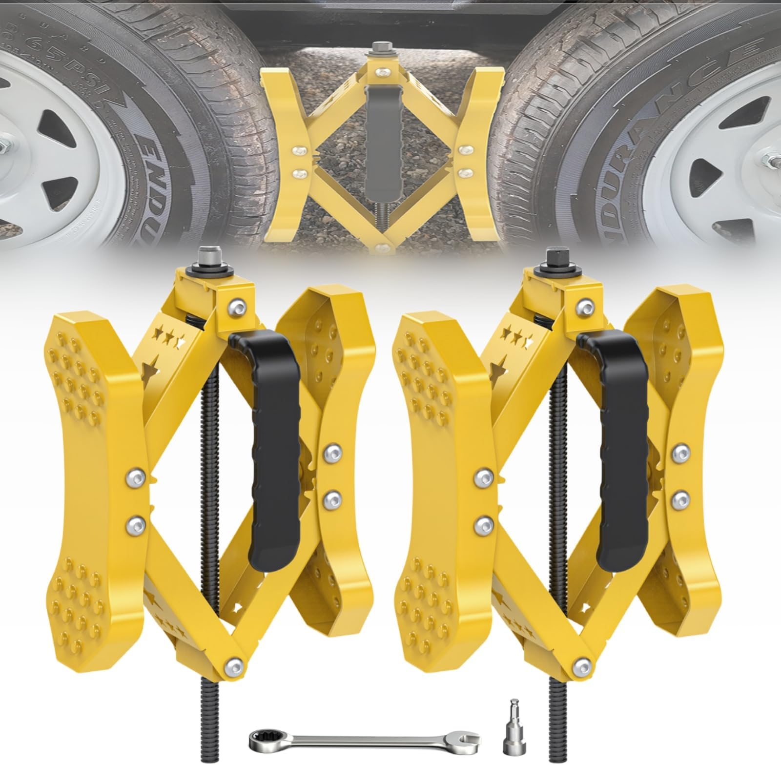 Amazon.com: RVGUARD RV Wheel Chock Stabilizer with Rotatable Sides for ...