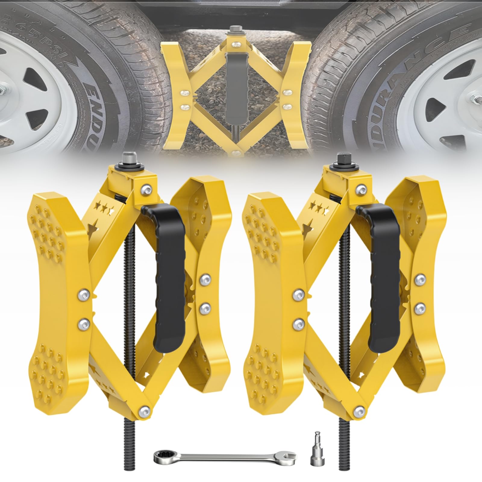 Amazon.com: Rvdeaa X-Shaped Wheel Chocks for Travel Trailer【Allow Drill ...