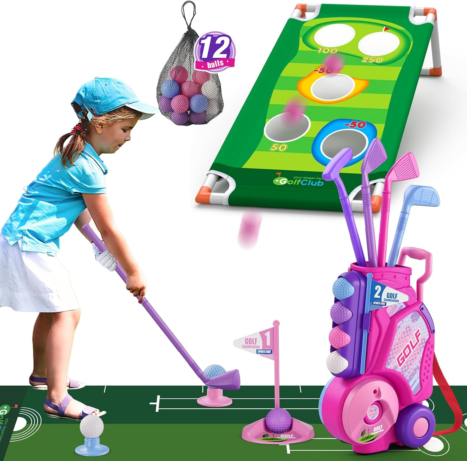 Amazon.com: HYES 2 in 1 Toddler Golf Set 2-4 Years, Upgraded Kids ...