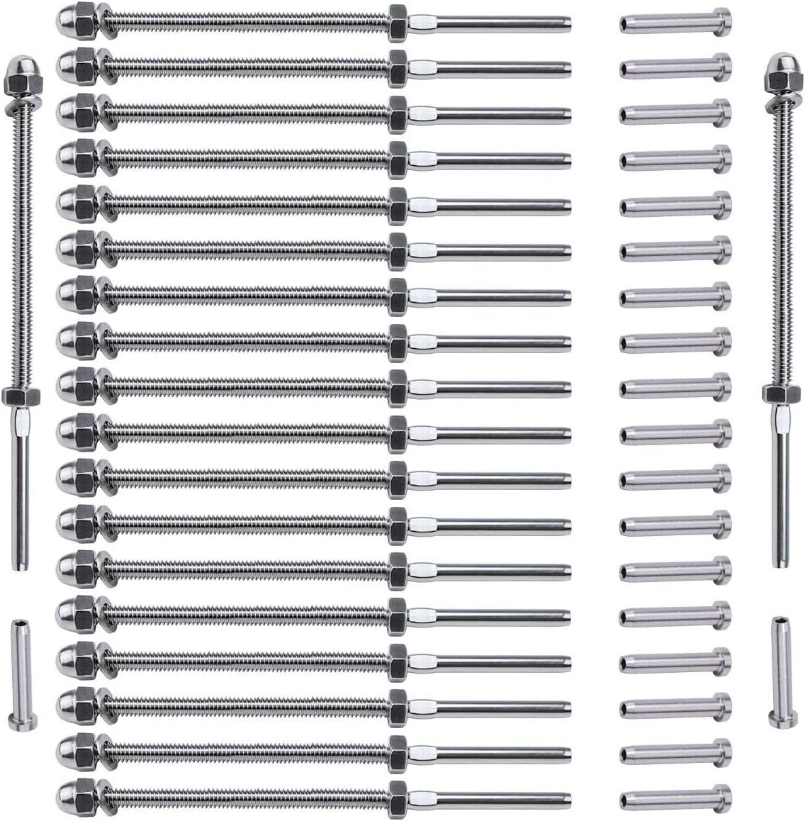 MUZATA Hand Swage Threaded Stud Tension End Fitting Terminal 10Pack ...