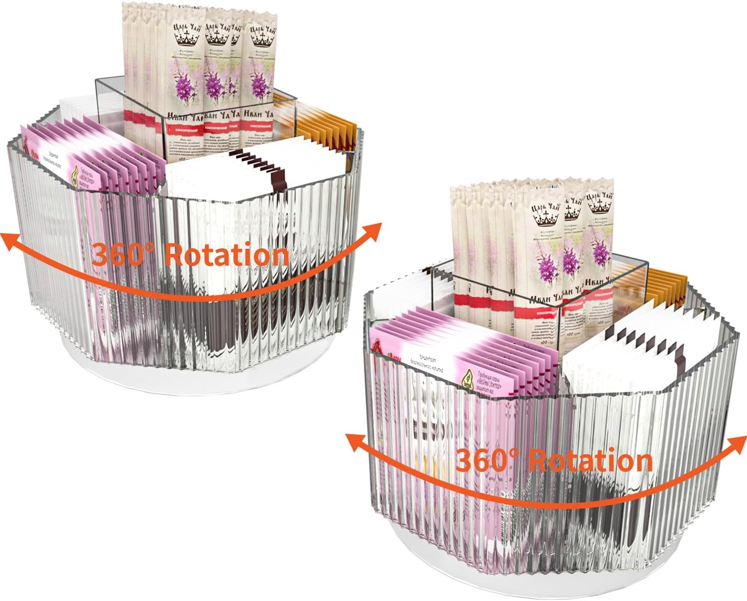Amazon.com: Tea Bags Holder Organizer Boxes 2 Pack,360° Rotating Drink ...