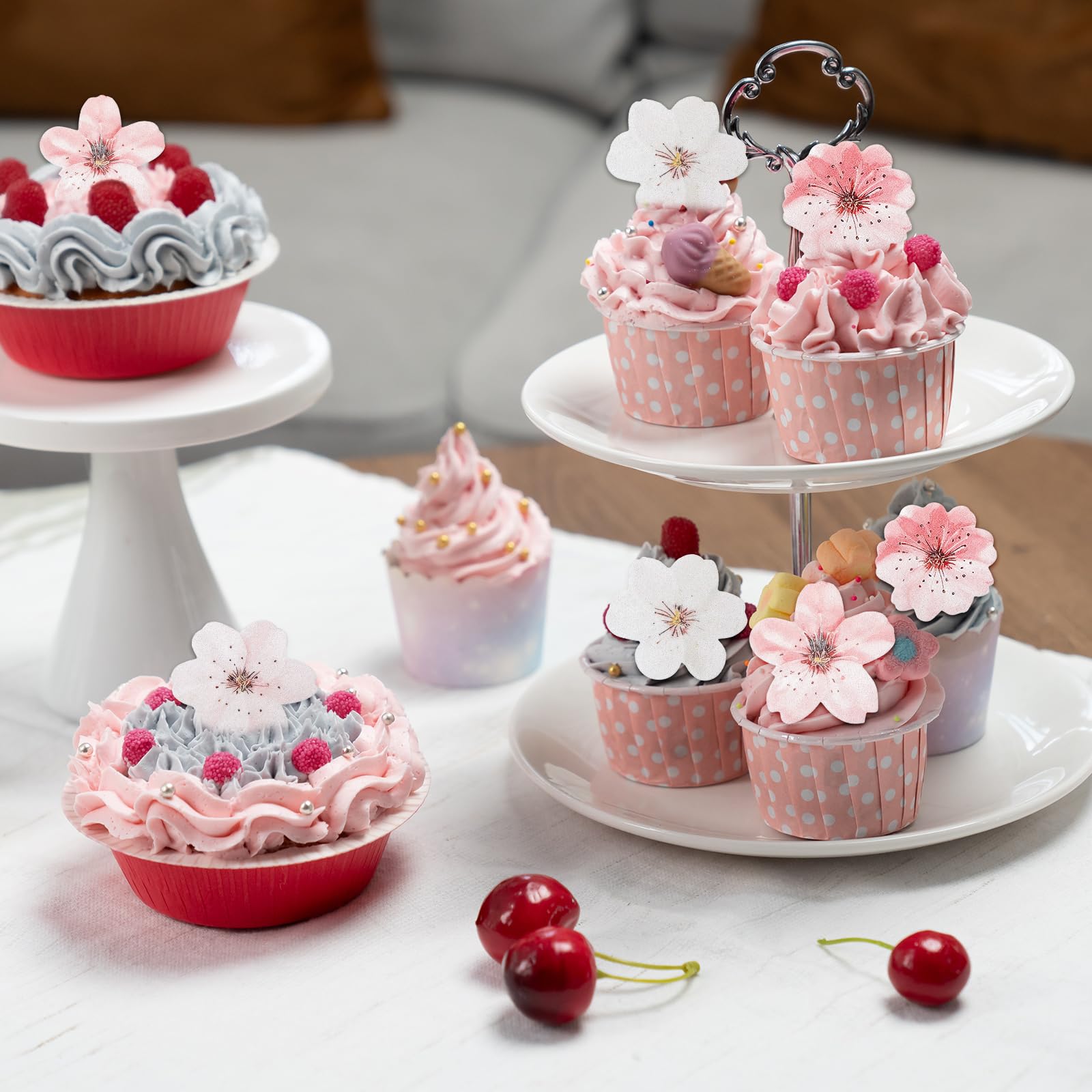 Snapklik.com : 75 Pcs Edible Flower Cupcake Toppers Cherry Blossoms ...