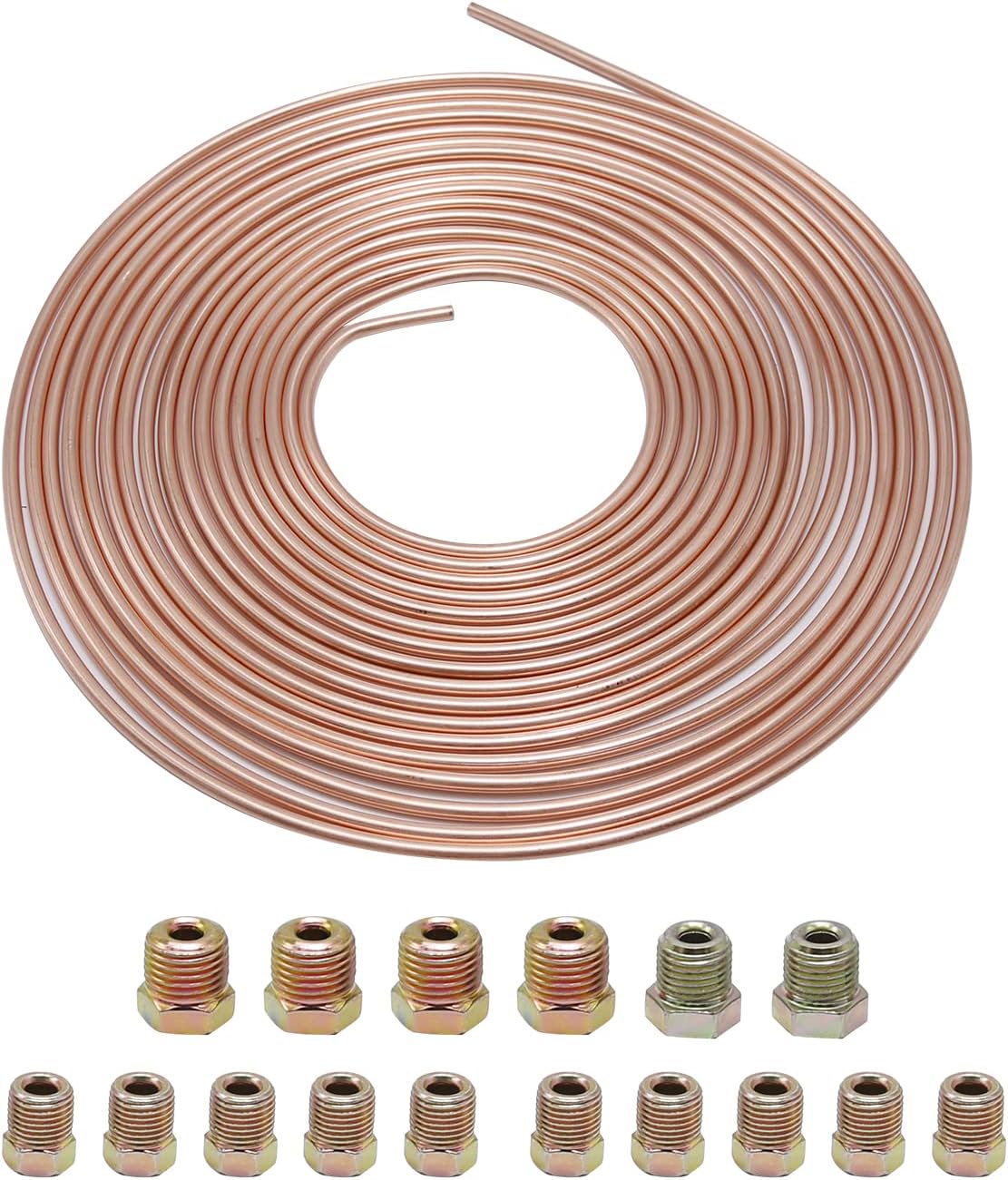 Hoypeyfiy Car Brake Pipe 32.8ft 3/16" Copper Coated Tubing Set Brake ...