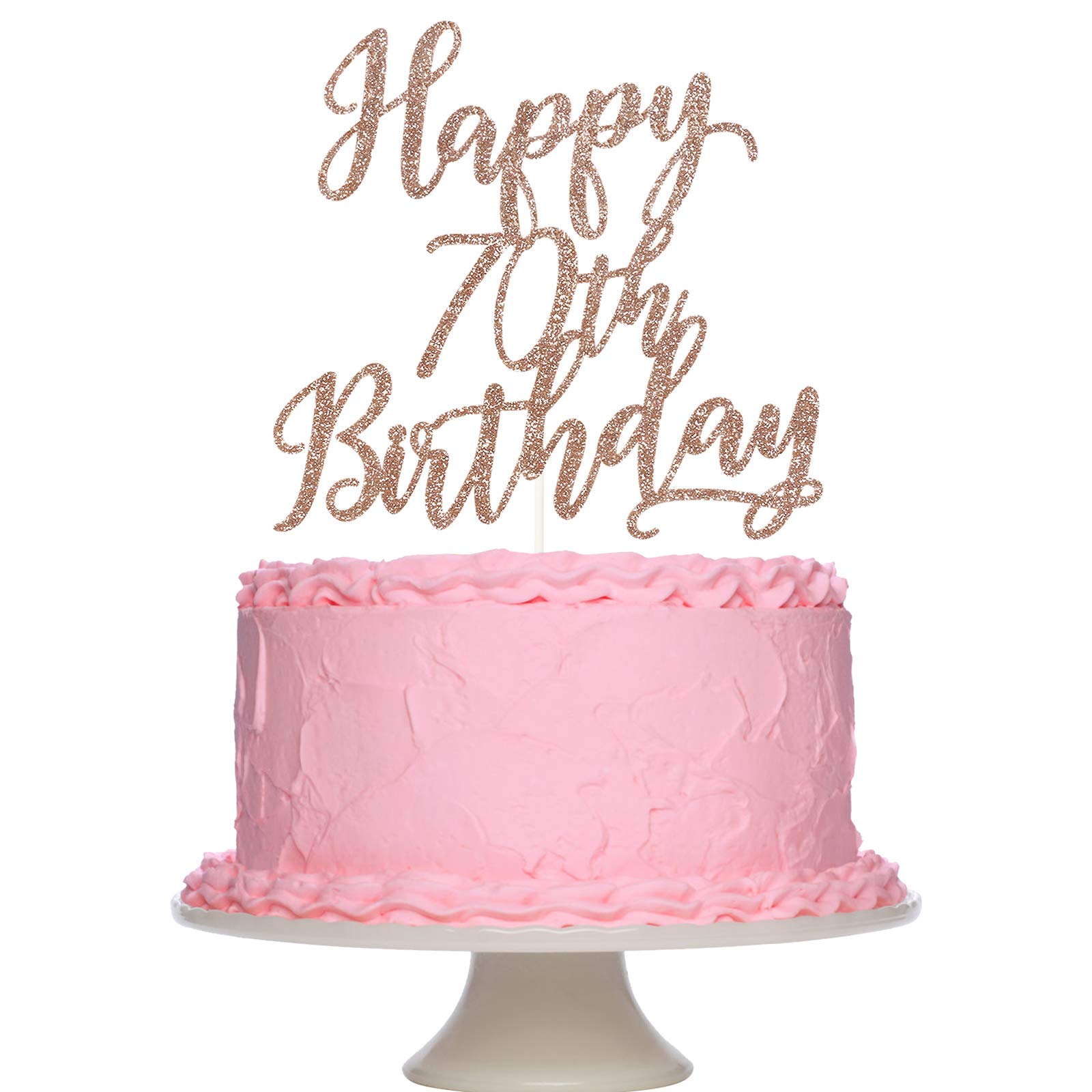 Happy 70th Birthday Cake Topper Rose Gold Glitter For 70th | Desertcart ...