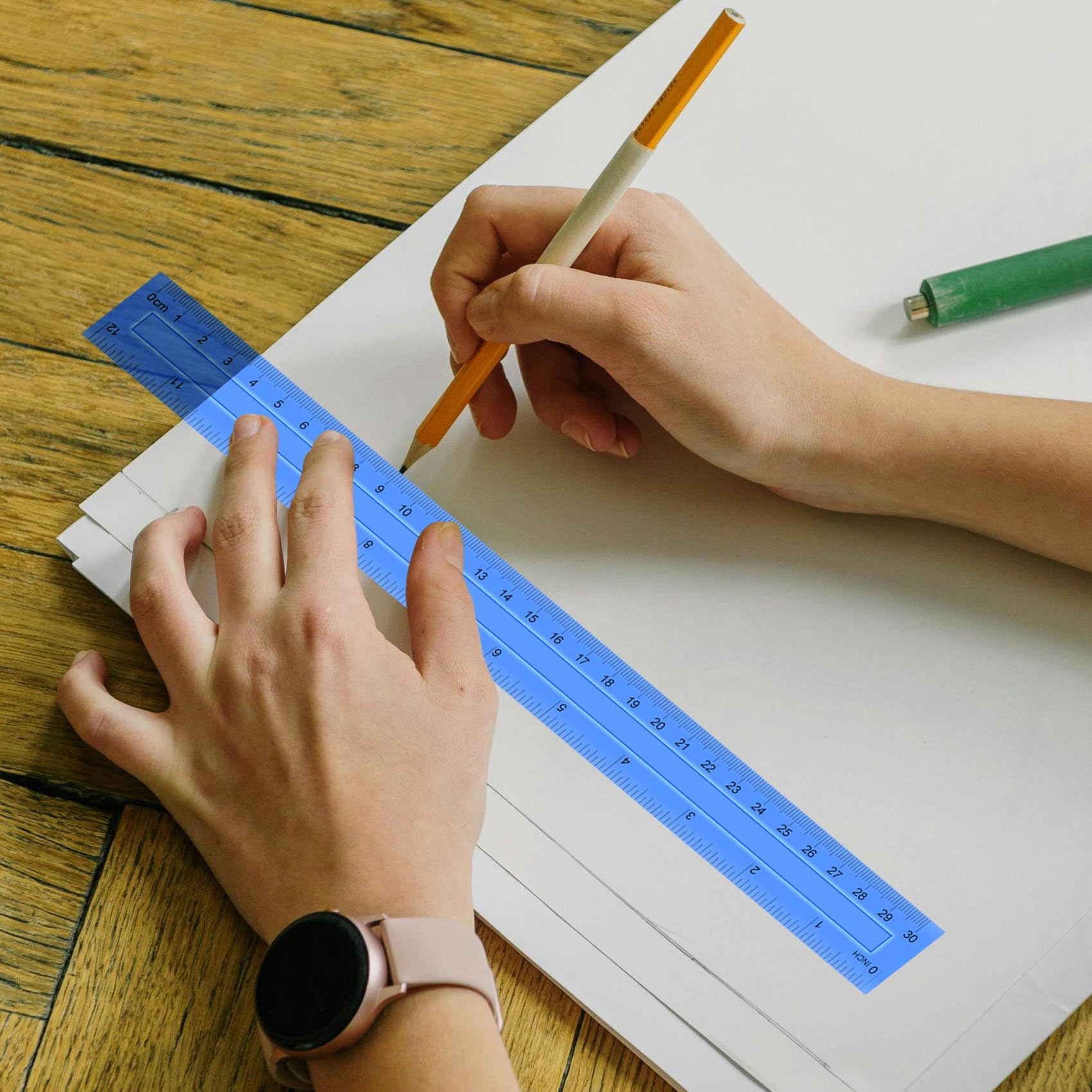 Snapklik.com : 4 Pack Color Transparent Ruler, Plastic Rulers 12 Inch ...