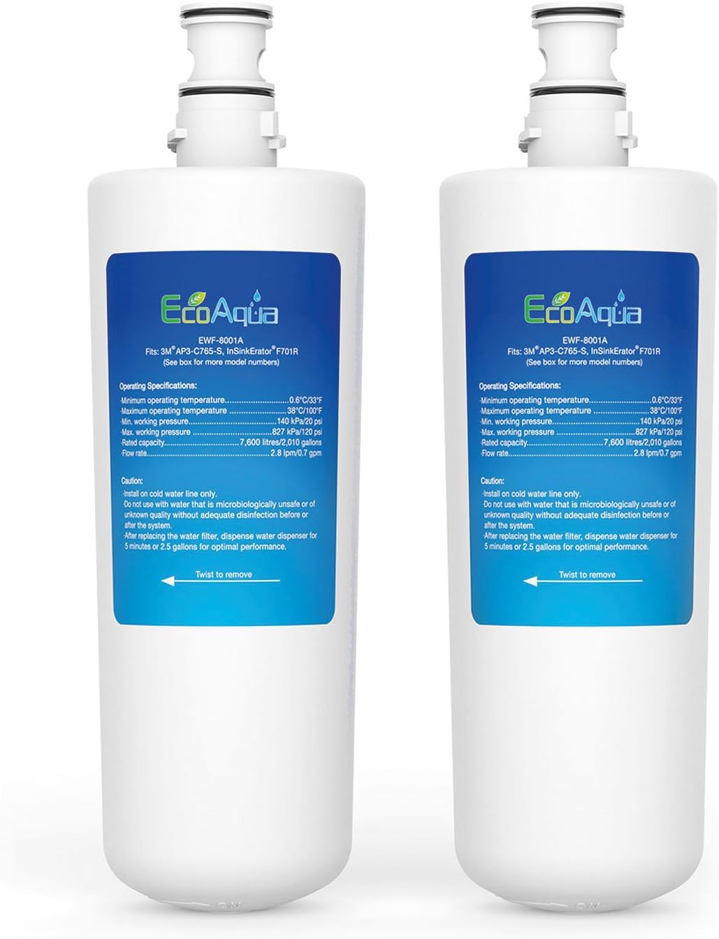 EcoAqua EWF-8001A Water Filter Replacement Compatible With InSinkErator ...