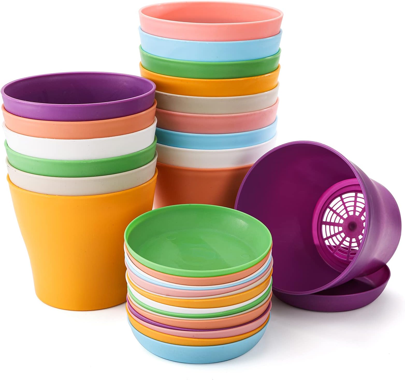 Amazon.com: Tosnail 24 Pack 4" Small Plastic Plant Flower Pot with ...