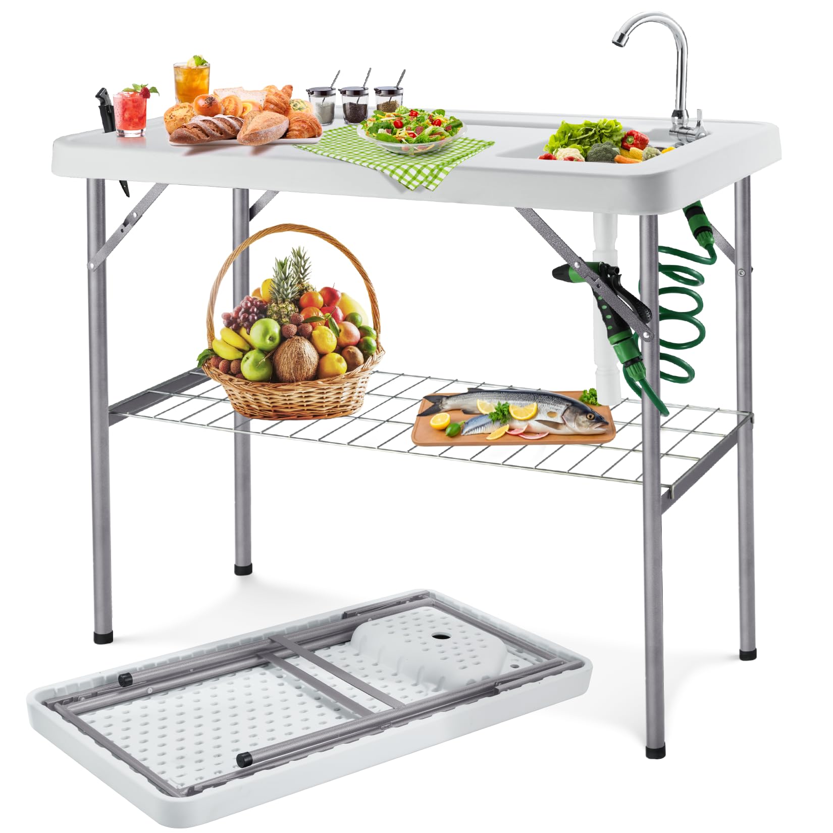 Amazon.com: Coperat Fish Cleaning Table with Sink Portable Folding ...