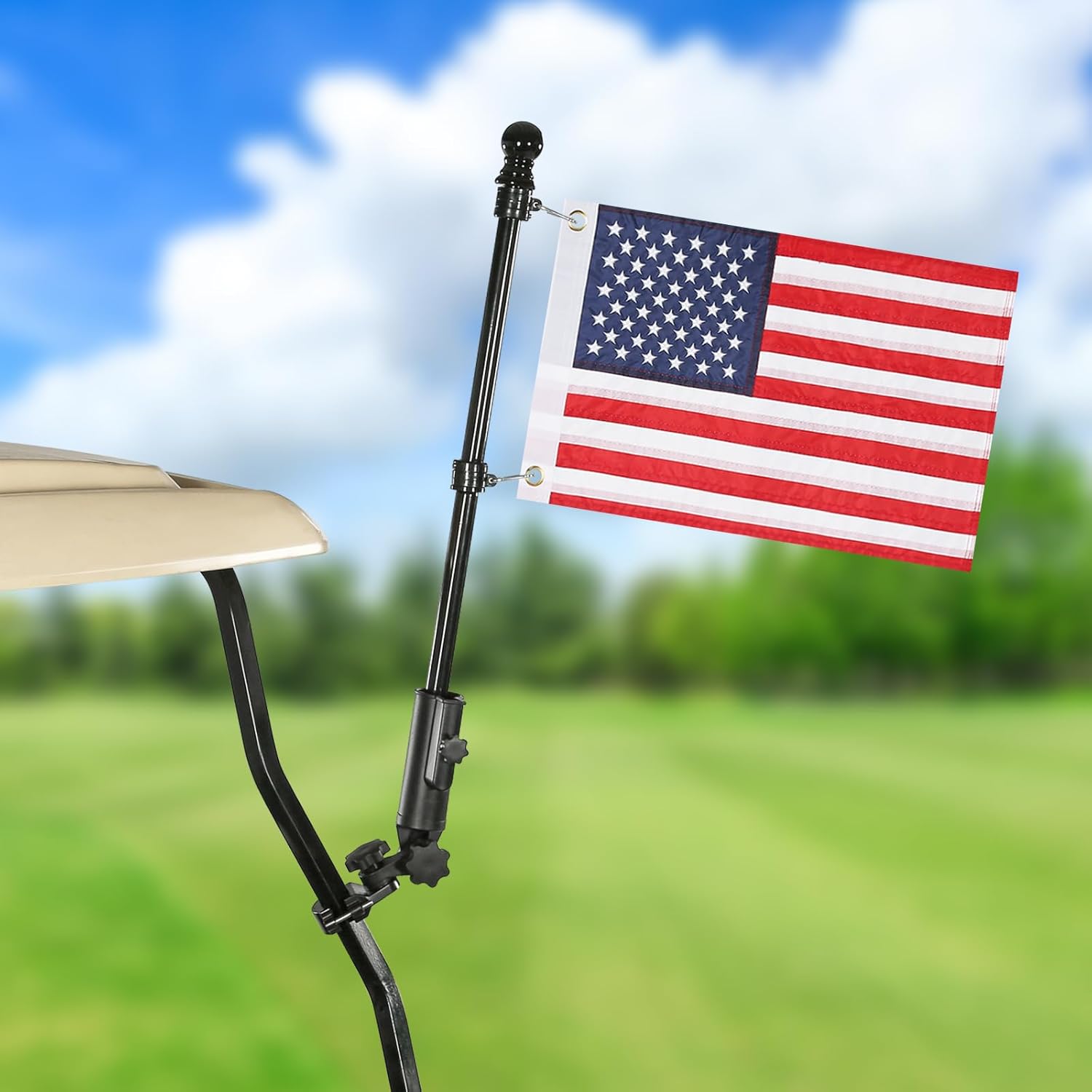 Amazon.com : SANXIACAR Golf Cart Flag Holder with American Flag Pole ...