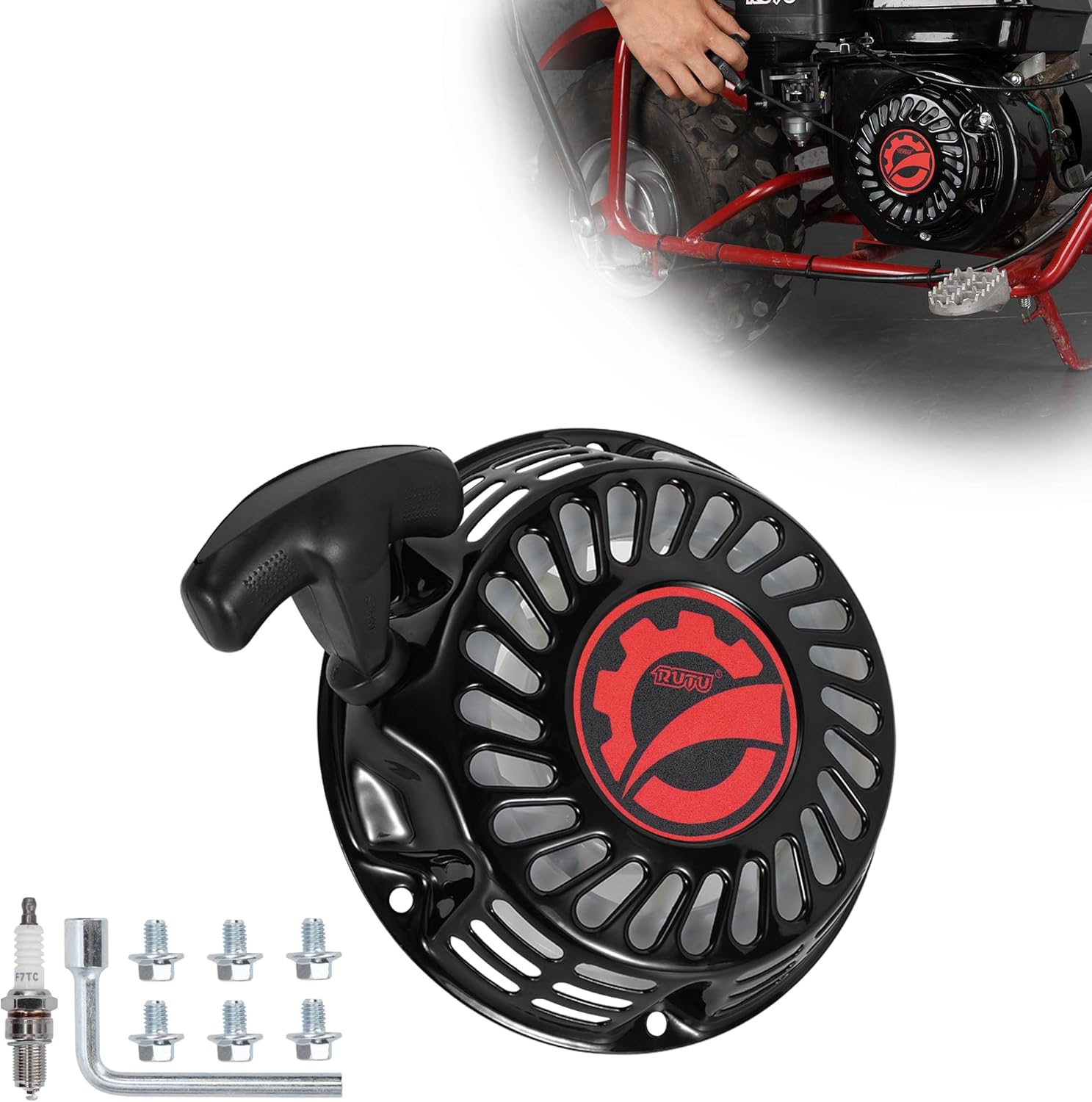 Amazon.com: JIAYAN Recoil Starter with Spark Plug,Pull Start Assembly ...